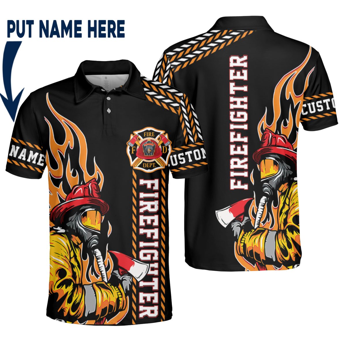 Custom Name FDD Firefighter AOP Polo Shirt Fireman Firewoman Lovers In ...