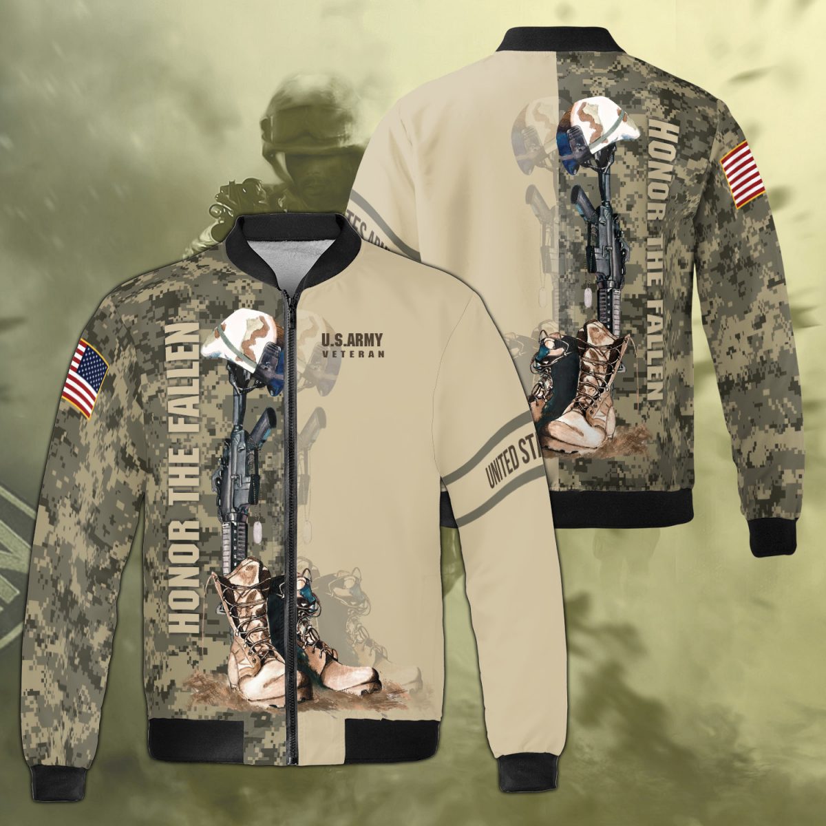 US Army Veteran Honor The Fallen Military Boot Camo Dad Veteran Fleece ...