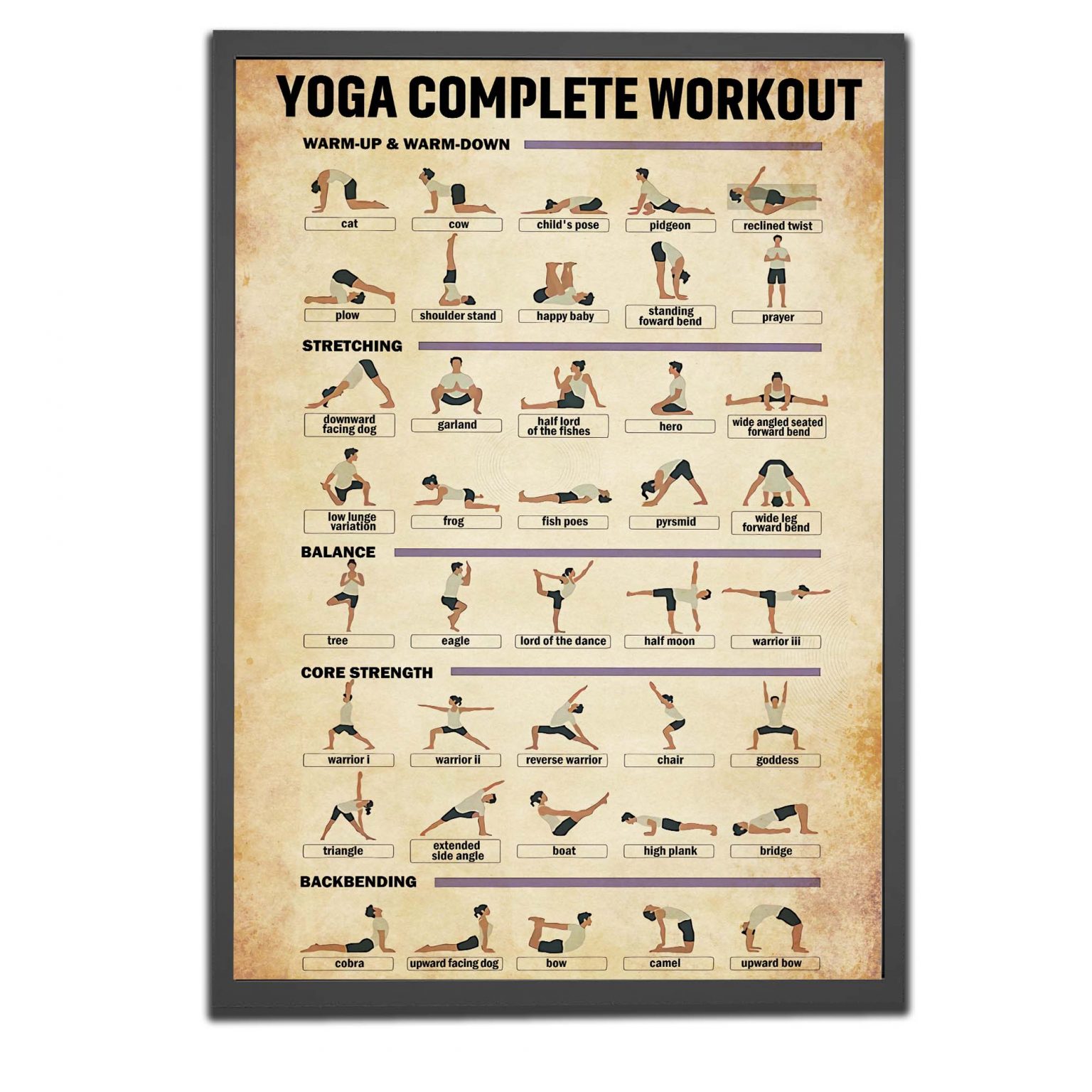 Yoga Workout Exercise Hand Body Poster Unframed Women Gift - Godoprint