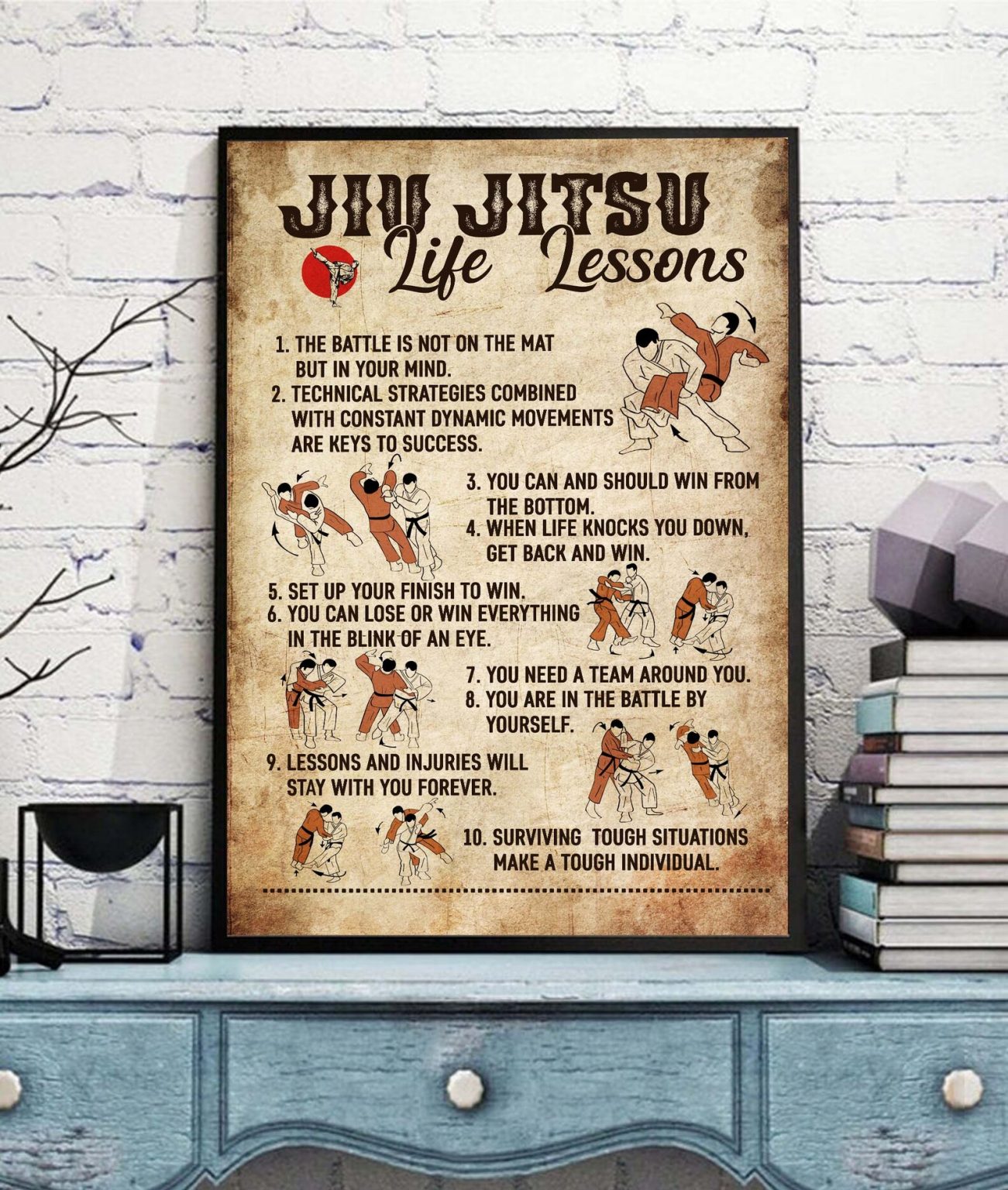 Jiu Jitsu Life Lesson Poster Inspirational Techniques Martial Art Wall ...