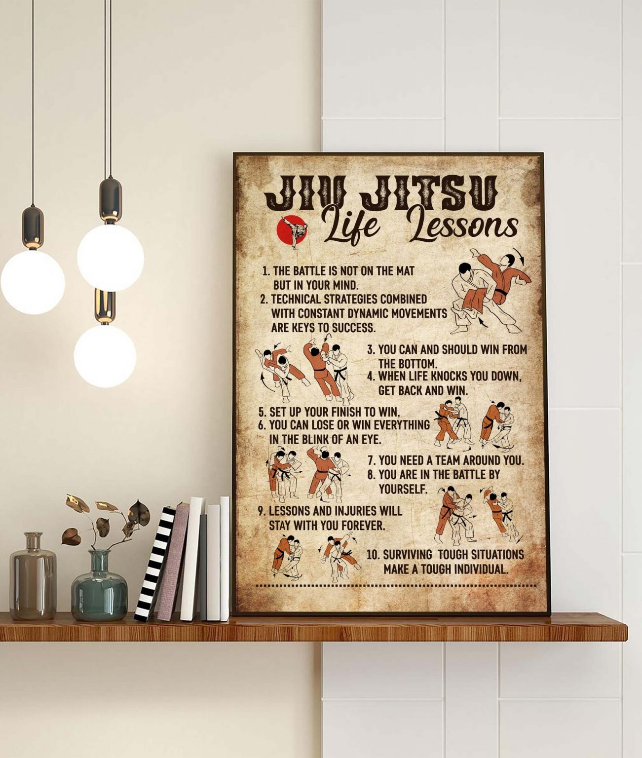 Jiu Jitsu Life Lesson Poster Inspirational Techniques Martial Art Wall ...