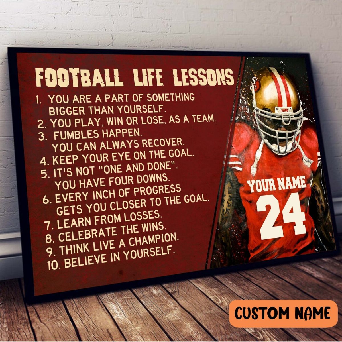 Personalized Football Life Lesson Posters America Football Sport Player ...