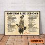 Samurai Life Lessons Poster, Japanese Samurai Warrior Wall Art Martial ...