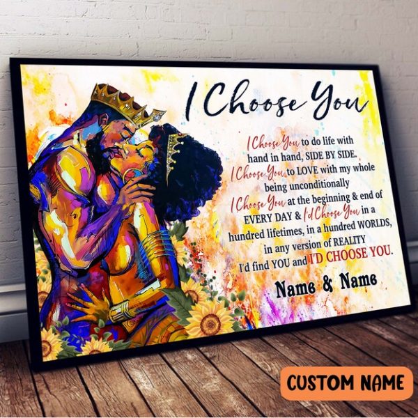 Wall Art Black Couple I Choose You Poster - Meaningful Saying Beautiful ...