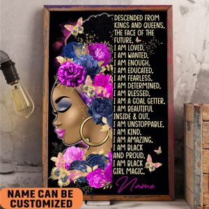 Personalized Black Girl Magic Poster- African American Girl Wall Art ...